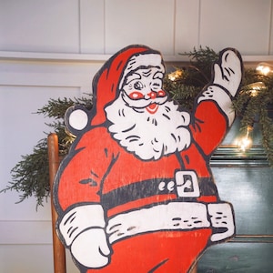 Hand-painted Retro Santa Cut Out: Mid-century Christmas Decor (35x22 ...