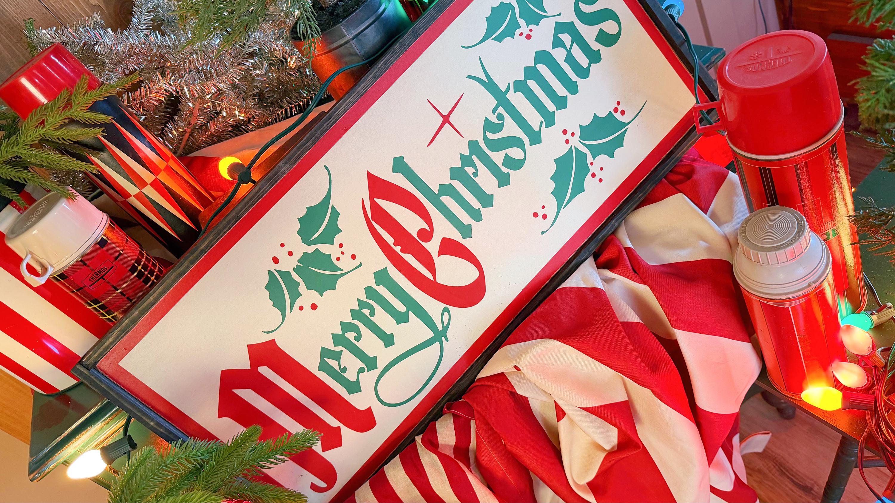 Merry Christmas Retro Christmas Sign - Etsy