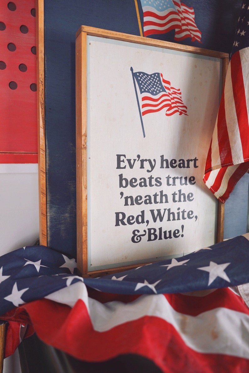 Hand-painted American Flag Sign: Vintage Patriotic Decor - Etsy