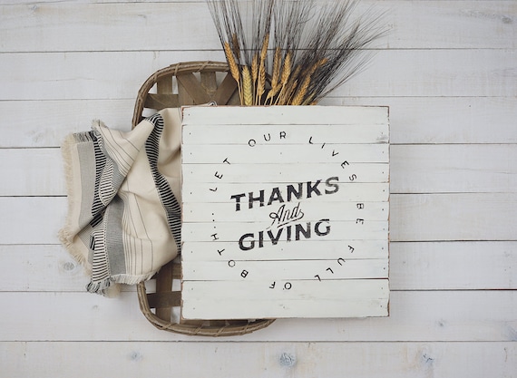 Thanks & Giving Rustic Home Decor Fall Decor Thanksgiving | Etsy