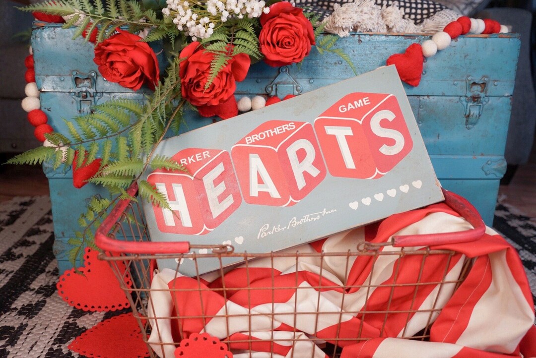 Hand-painted Retro Hearts Game Sign: Mid-century Valentine's Decor - Etsy