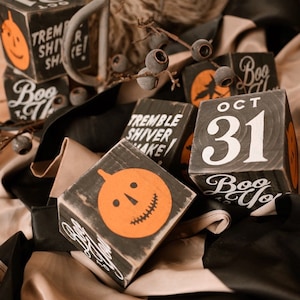 Vintage Halloween Block: Hand-painted Rustic Fall Decor - Etsy
