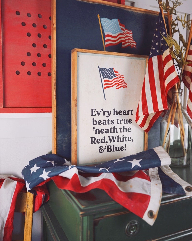 Hand-painted American Flag Sign: Vintage Patriotic Decor - Etsy