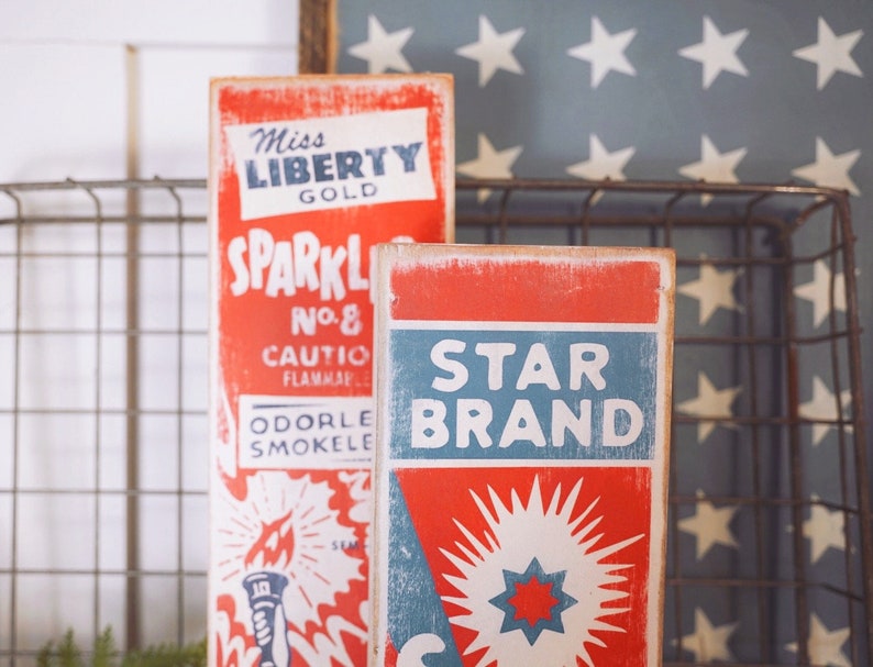 Vintage Sparklers Sign: Hand-painted Patriotic Decor - Etsy