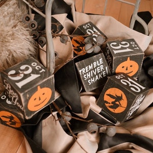 Vintage Halloween Block: Hand-painted Rustic Fall Decor - Etsy