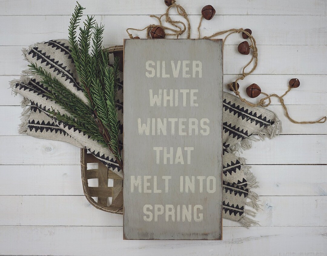Silver White Winters, Rustic Home Decor, Rustic Winter Signs, Vintage ...