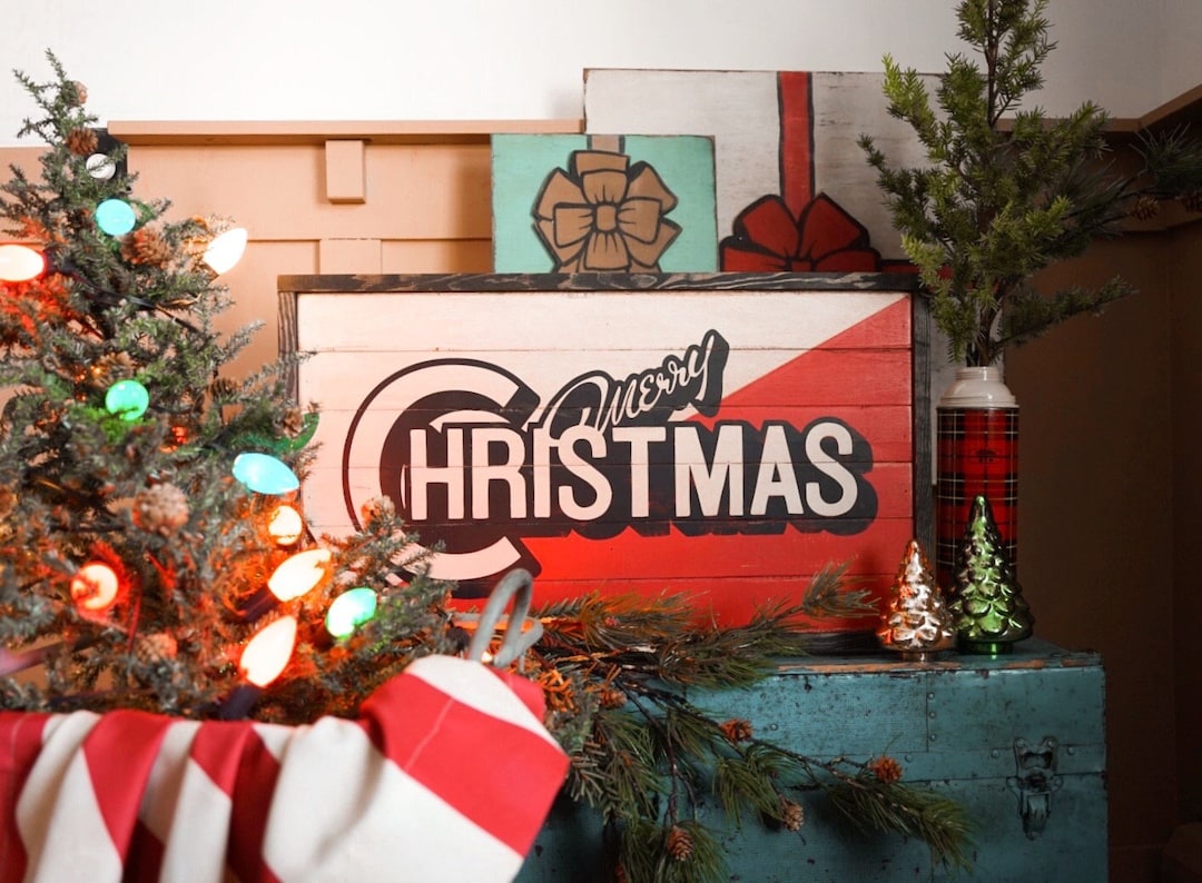 Retro Merry Christmas Sign, Mid-century Decor, Mid-century Christmas ...