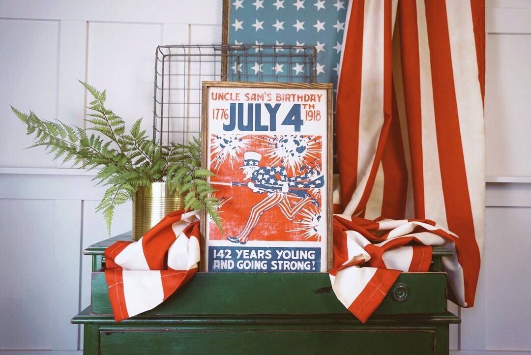 Vintage Uncle Sam Poster, Vintage Patriotic Decor, Vintage Decor ...