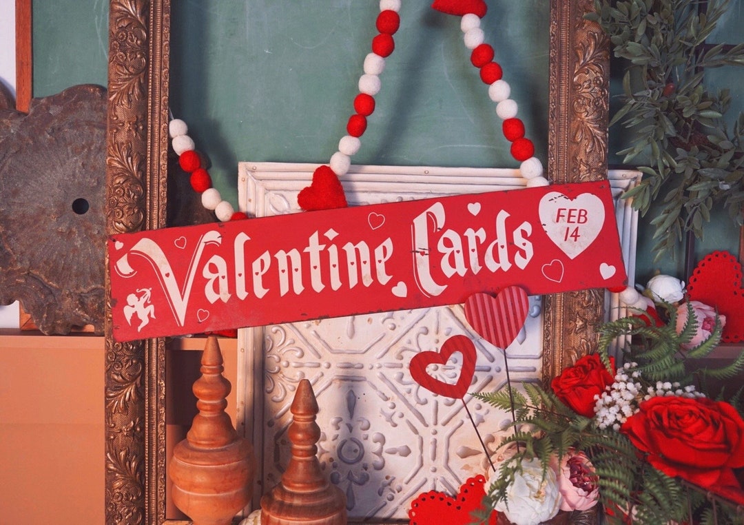 Retro Valentine Cards Sign, Mid-century Decor, Mid-century Valentines ...