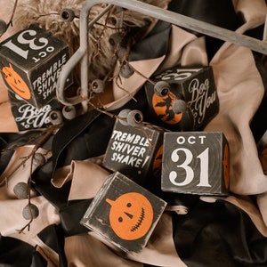 Vintage Halloween Block: Hand-painted Rustic Fall Decor - Etsy