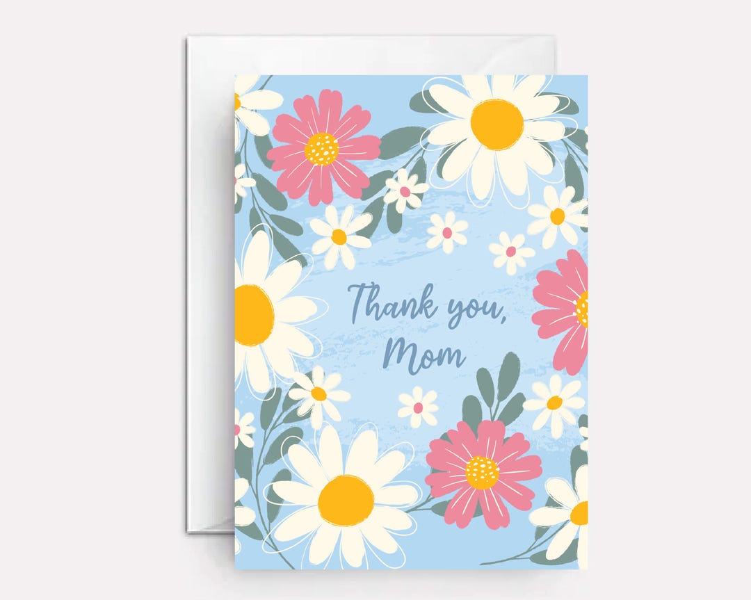 Mom Thank You Card - Thank You Card for Mother - Mother's Day Flower ...