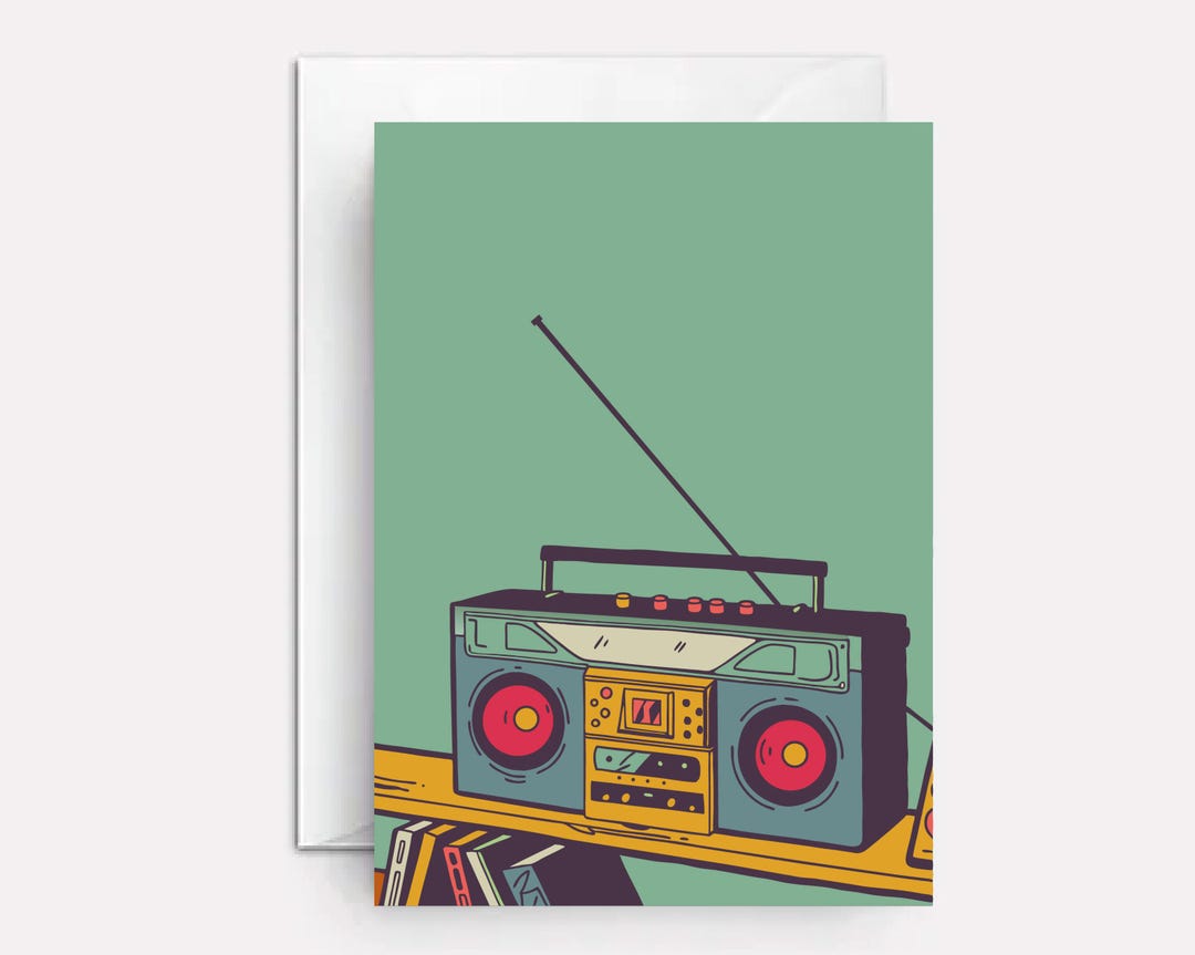 Boombox Birthday Card - Radio Birthday Card - Music Themed Birthday ...