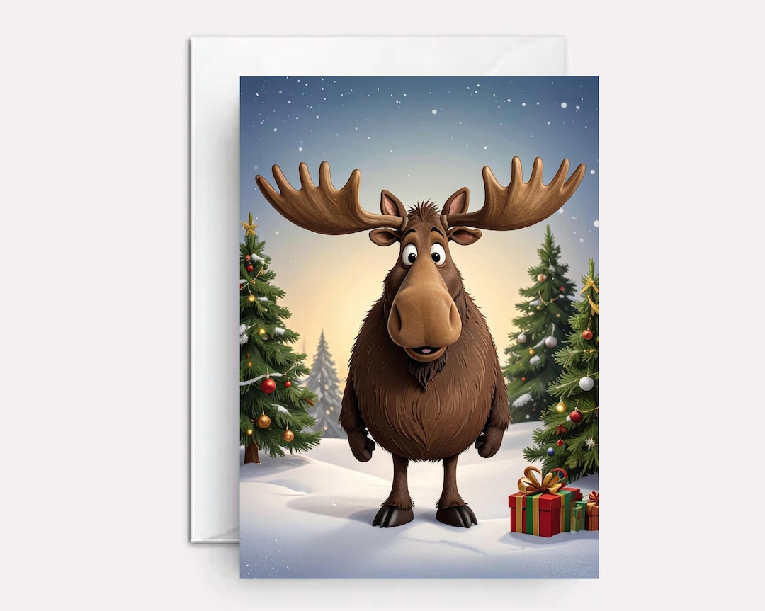 Goofy Moose Christmas Card: Humorous Holiday Greeting - Etsy