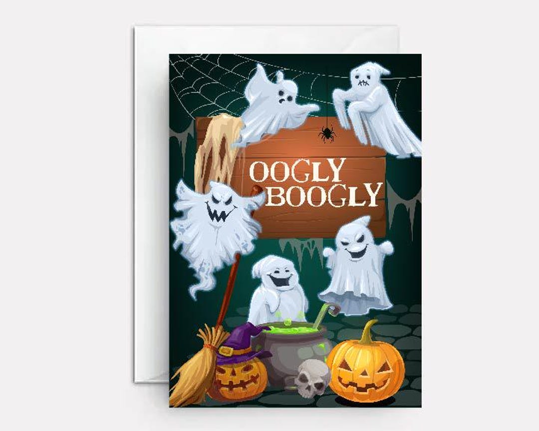 Ghost Halloween Card: Jasper's Posse, Spooky Greetings - Etsy