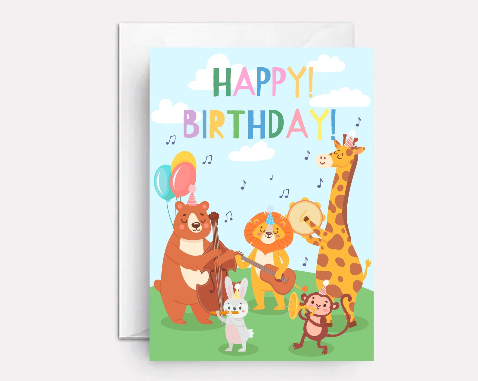 Animal Birthday Cards for Kids - Grandson's 1st Birthday Cards - Cute ...