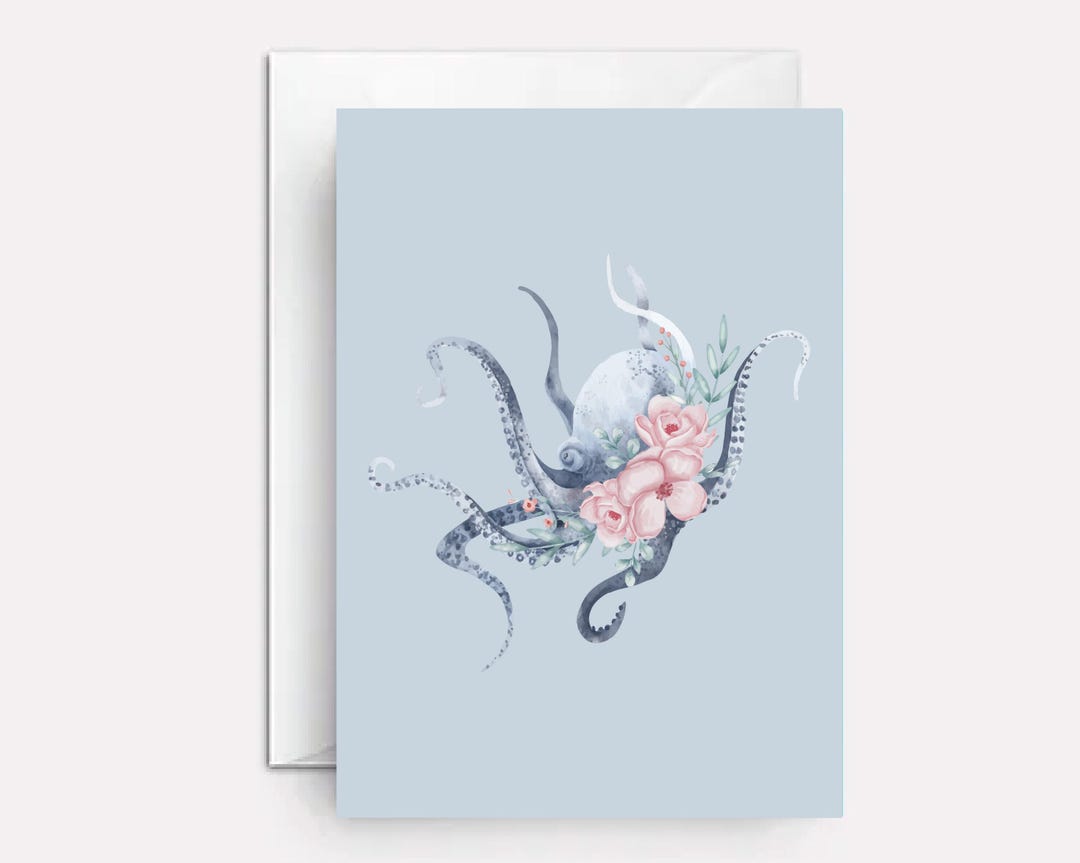 Octopus Birthday Card - Pretty Blank Card - Octopus Greeting Card ...