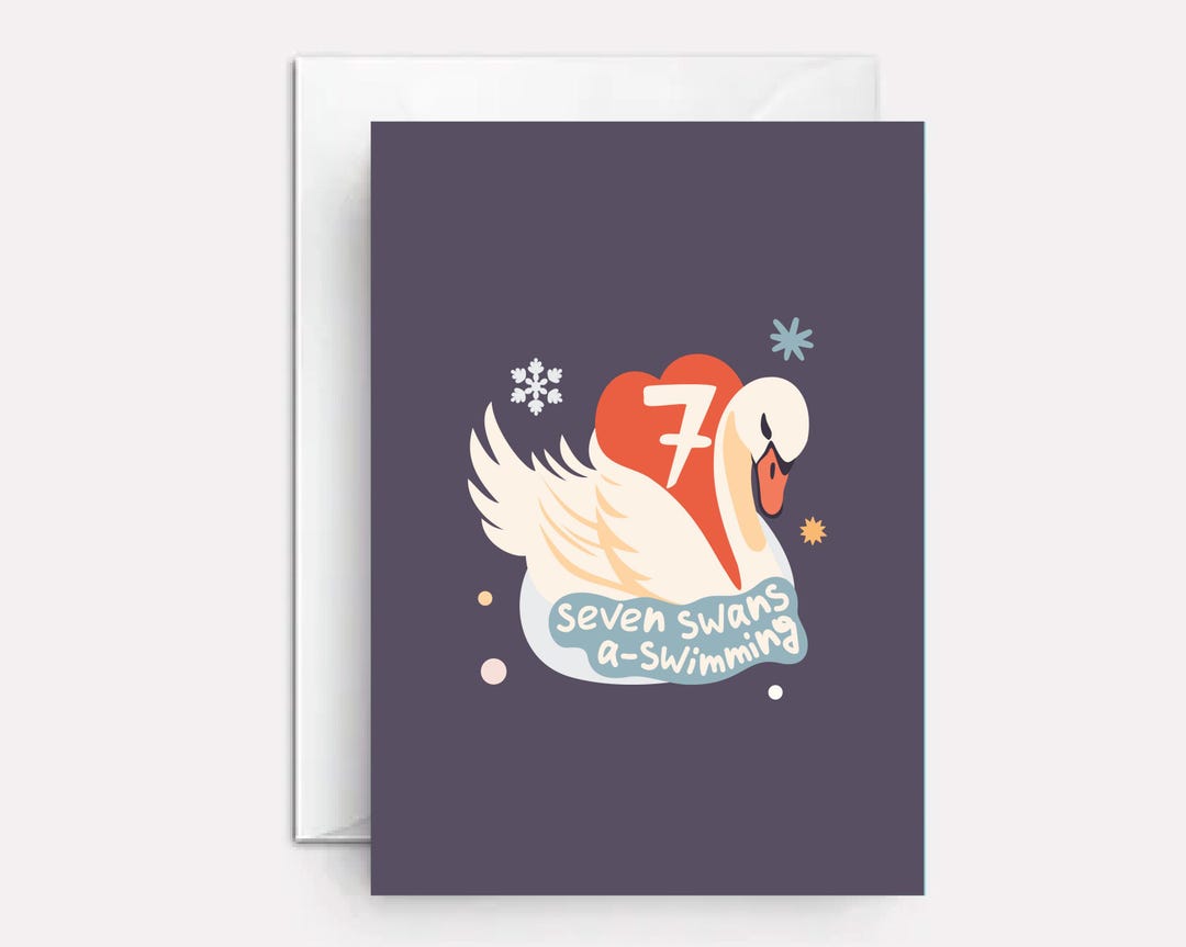 Swans A-swimming Christmas Card: Holiday Greetings - Etsy