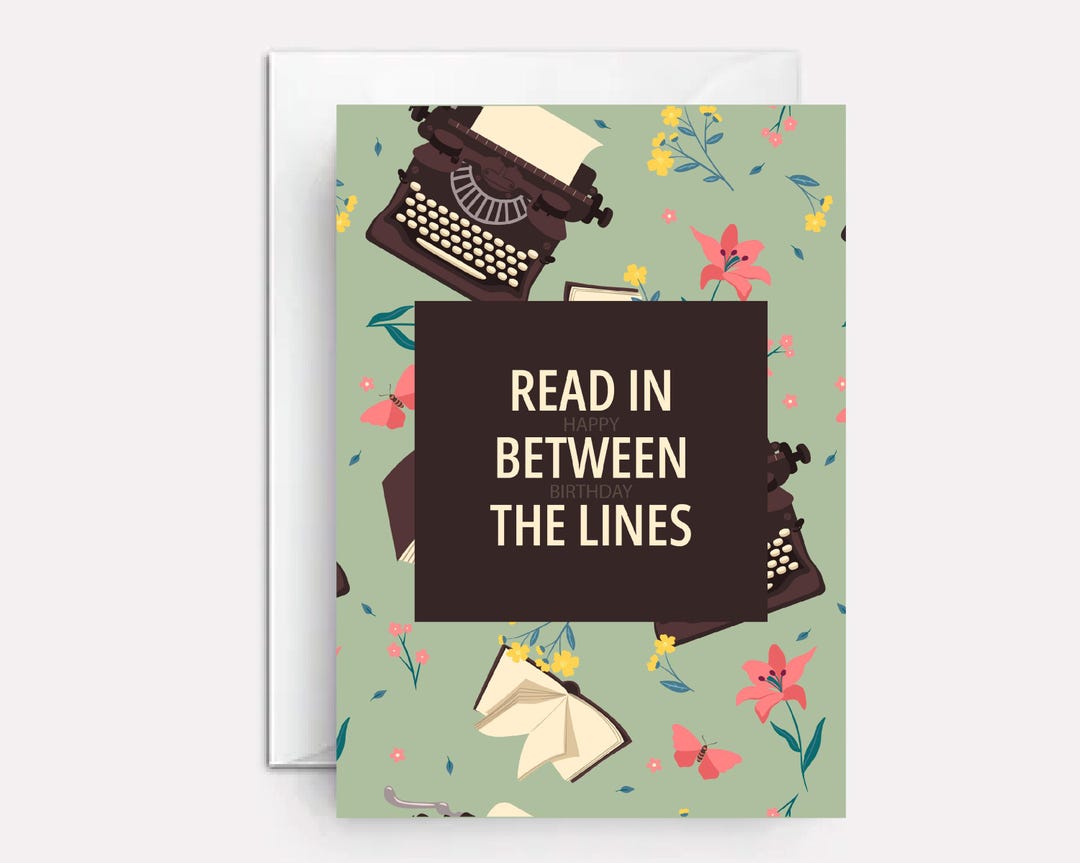 Book Birthday Card - Floral Birthday Card - Birthday Cards for Writers ...