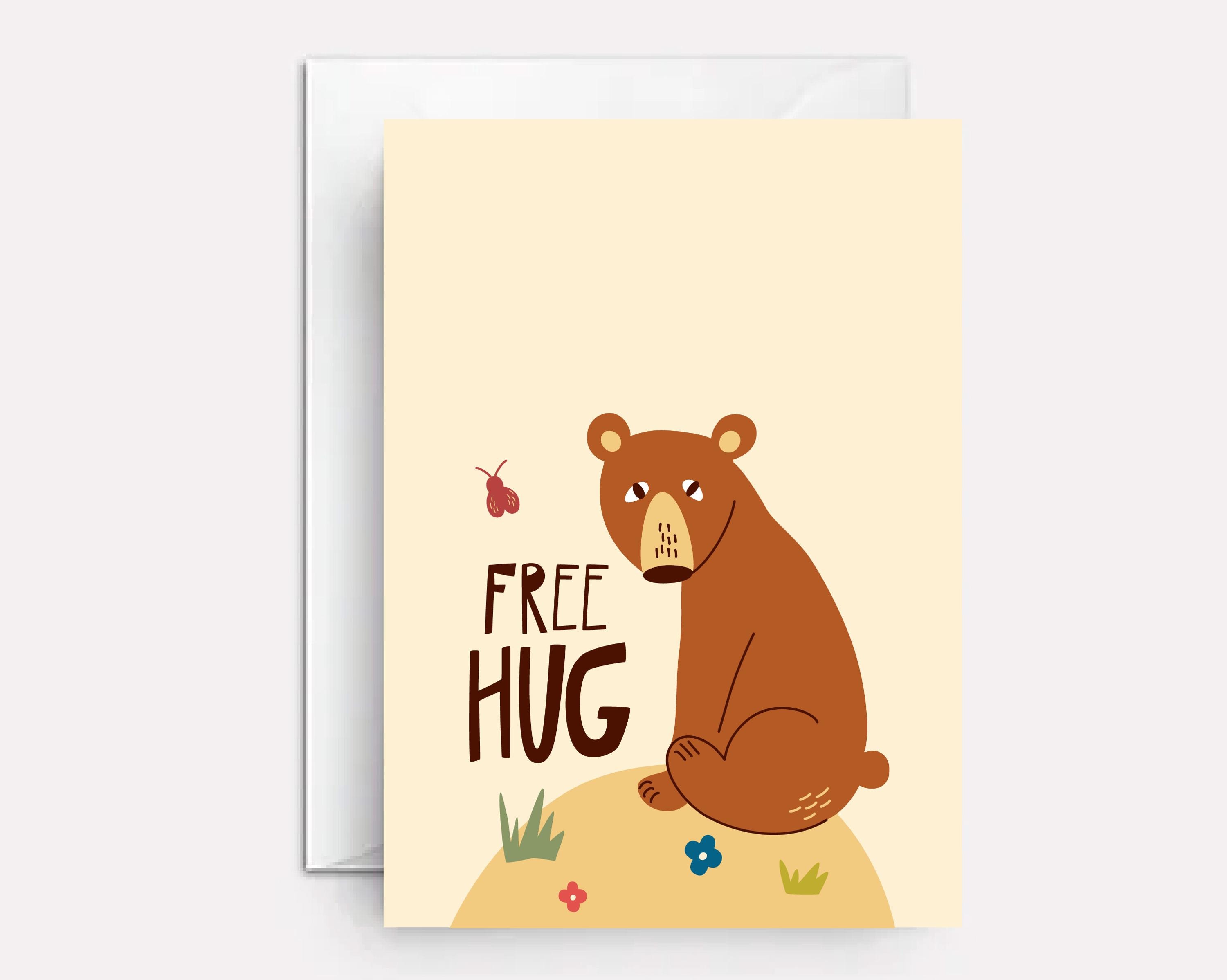 Bear Hug Card - Comfort Cards Difficult Times - Hug Card - Support Card ...