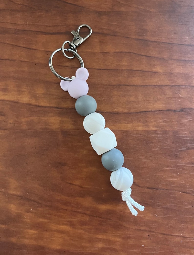 Mouse Inspired Silicone Bead Keychain, Silicone Bead Keychain, Teacher ...