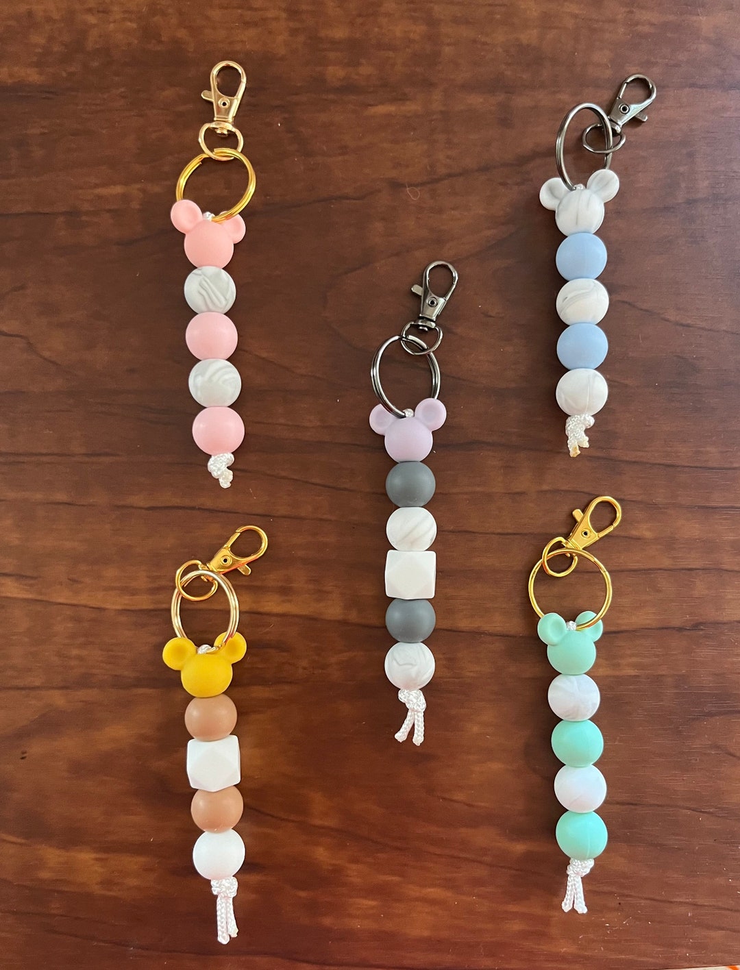 Mouse Inspired Silicone Bead Keychain, Silicone Bead Keychain, Teacher ...
