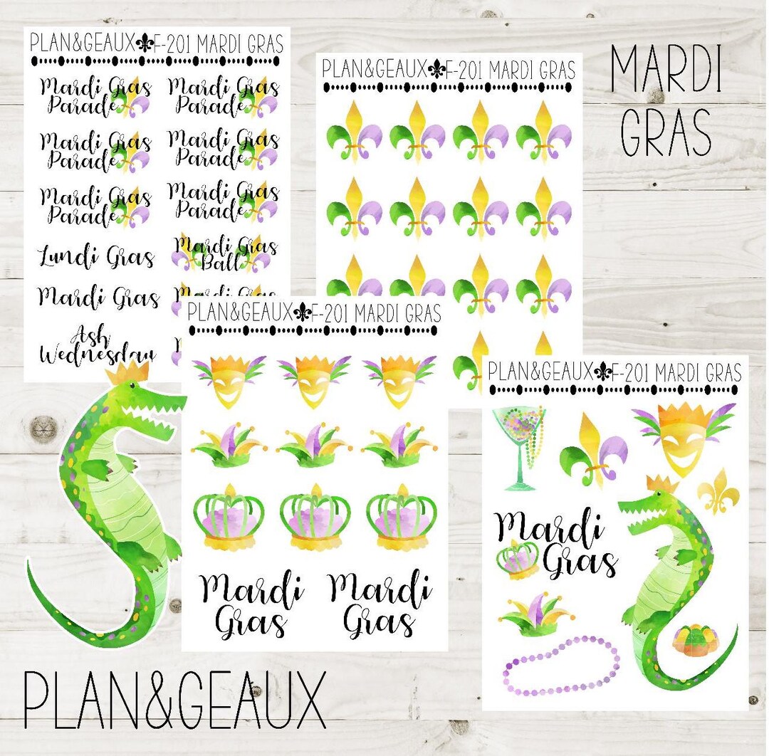 Mardi Gras Planner Stickers, Mardi Gras Deco Stickers, Mardi Gras ...