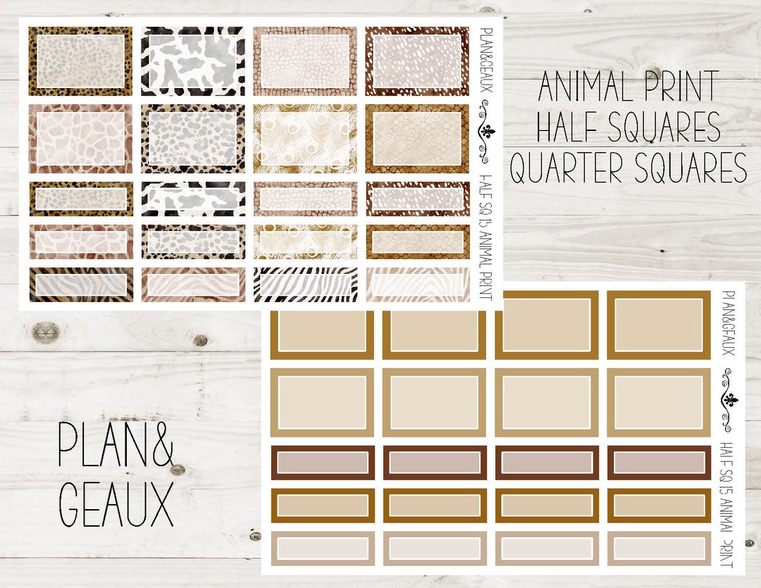 Animal Print Half Squares, Animal Print Functional Planner Stickers ...