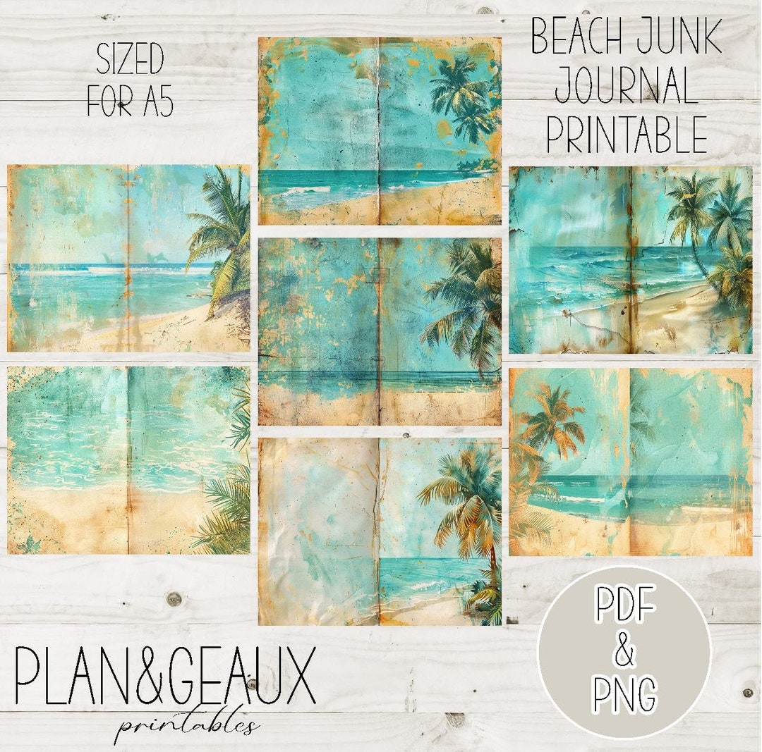 PRINTABLE JUNK JOURNAL Pages, Beach Paradise Journal Pages, Beach ...