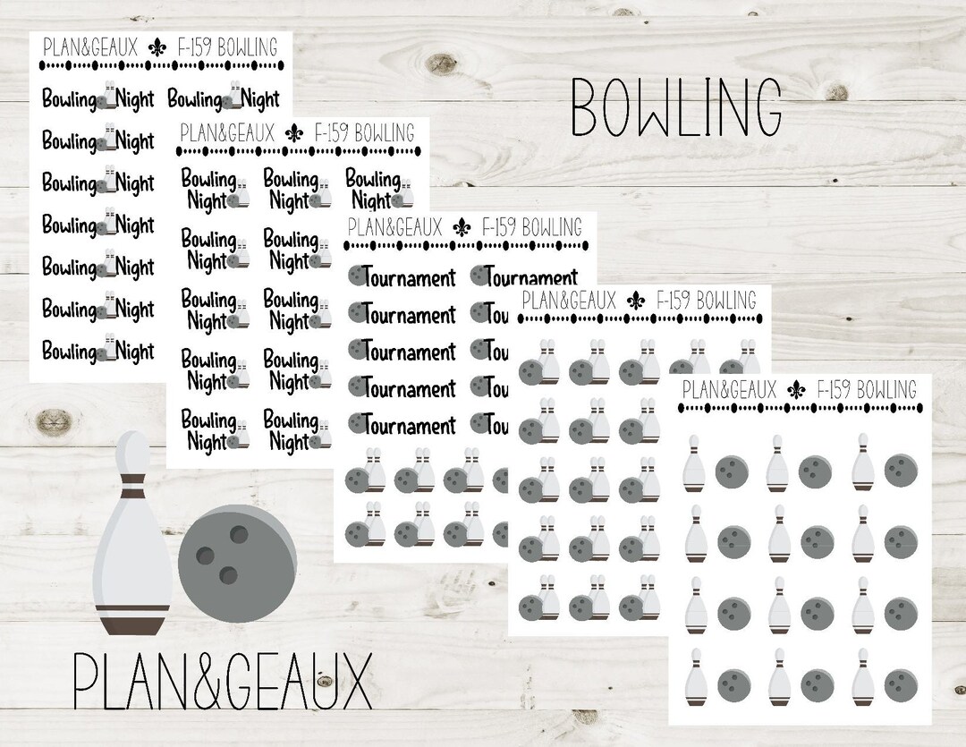 Bowling Planner Stickers, Bowling Pin Stickers, Bowling Ball Planner ...