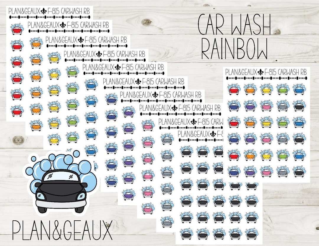 Car Wash Stickers, Wash Car Stickers, Carwash Sticker, Rainbow Colors ...