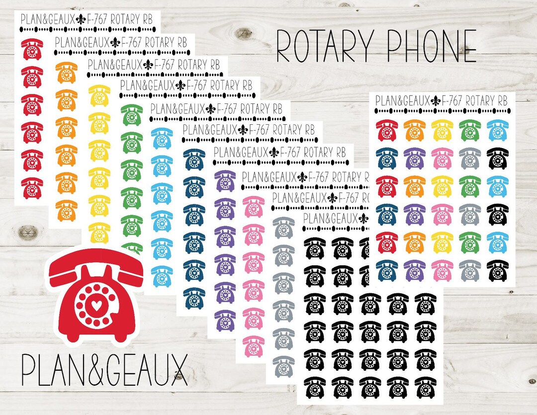 Rotary Phone Stickers, Phone Stickers, Calls Tracker Sticker, Rainbow ...