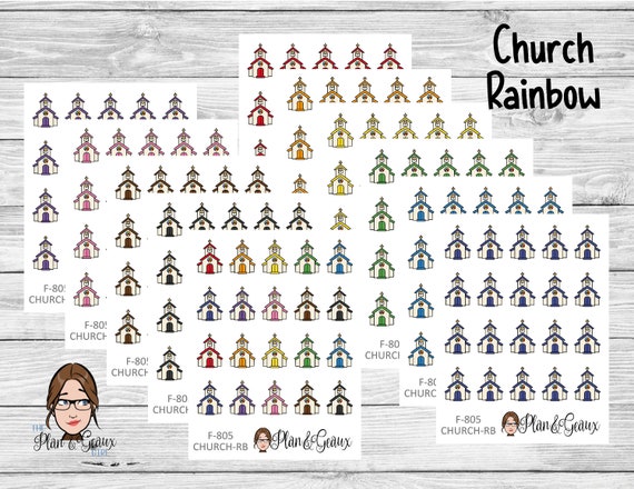 Church Stickers Church House Stickers Faith Sticker Rainbow | Etsy