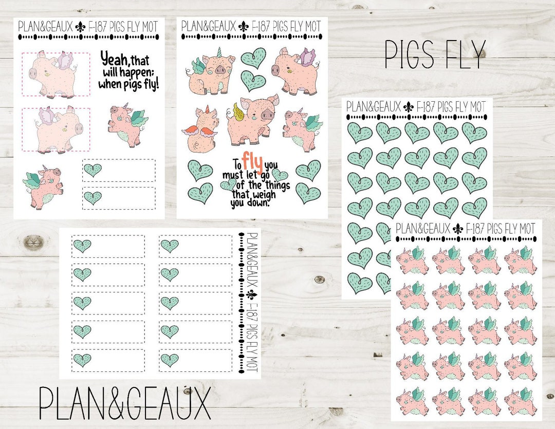 Flying Pig Planner Stickers, Pigs Fly Stickers, Pig Stickers ...