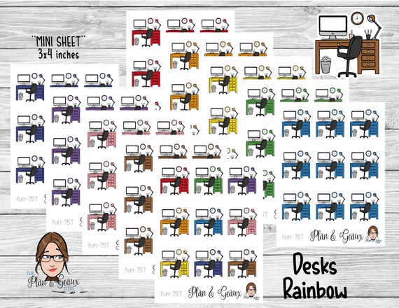 Desks Planner Stickers Rainbow Desks Stickers Desk Stickers - Etsy