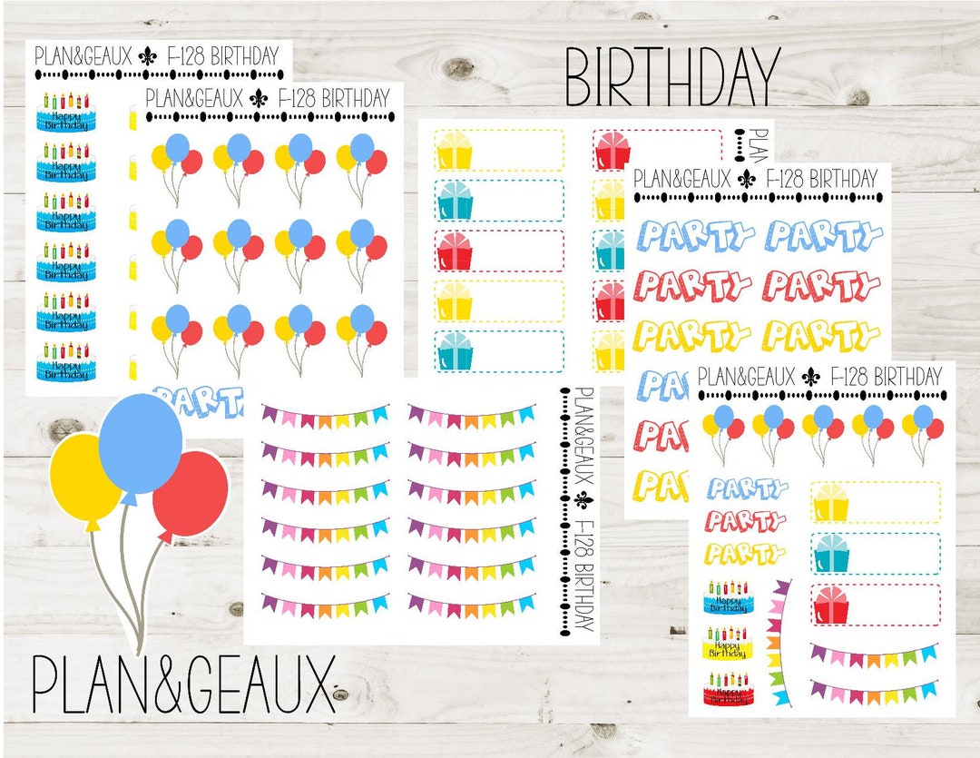 Birthday Stickers, Party Stickers, Party Planner, Birthday Stickers ...