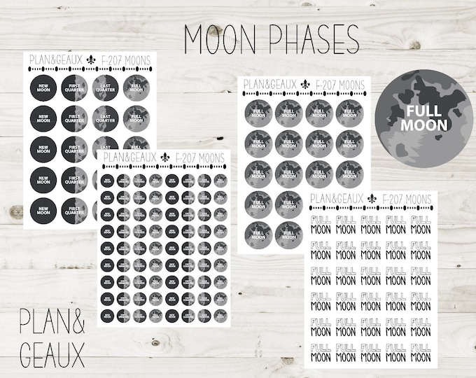 Full Moon Stickers, Silver Moon, Pack of 20, for Stationary - Etsy