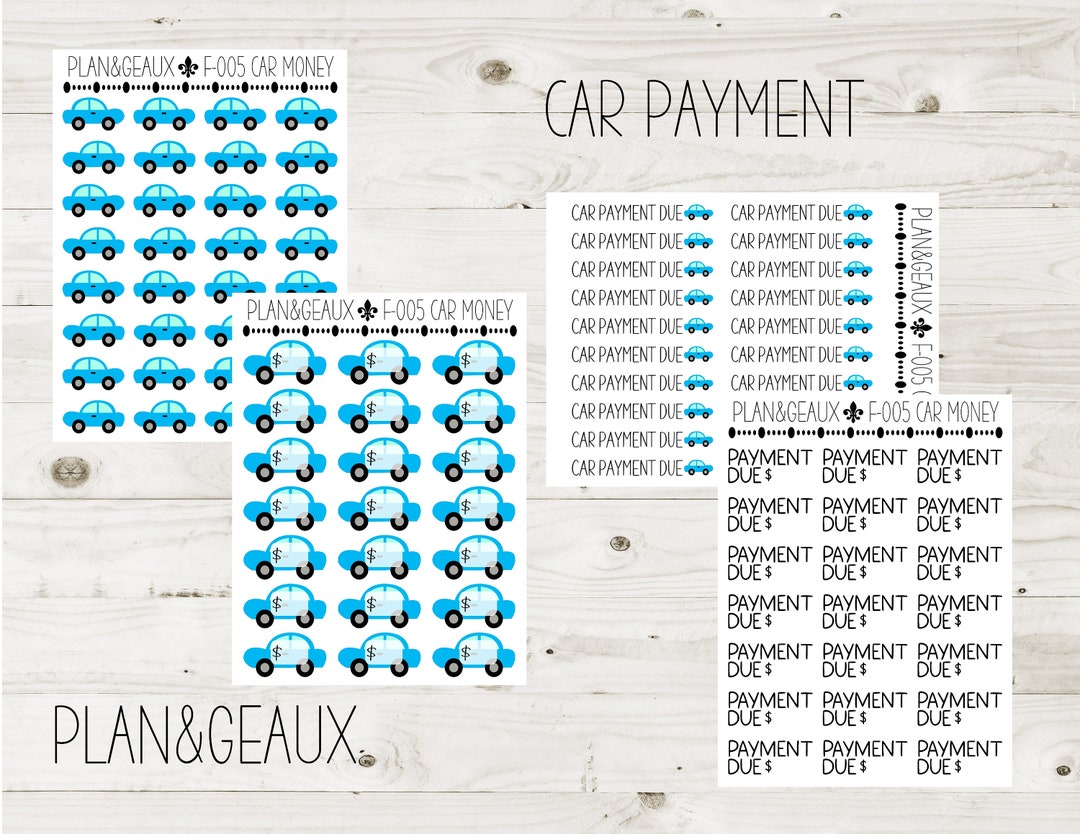 Car Payment Planner Stickers, New Car Savings Planner Stickers, Car ...