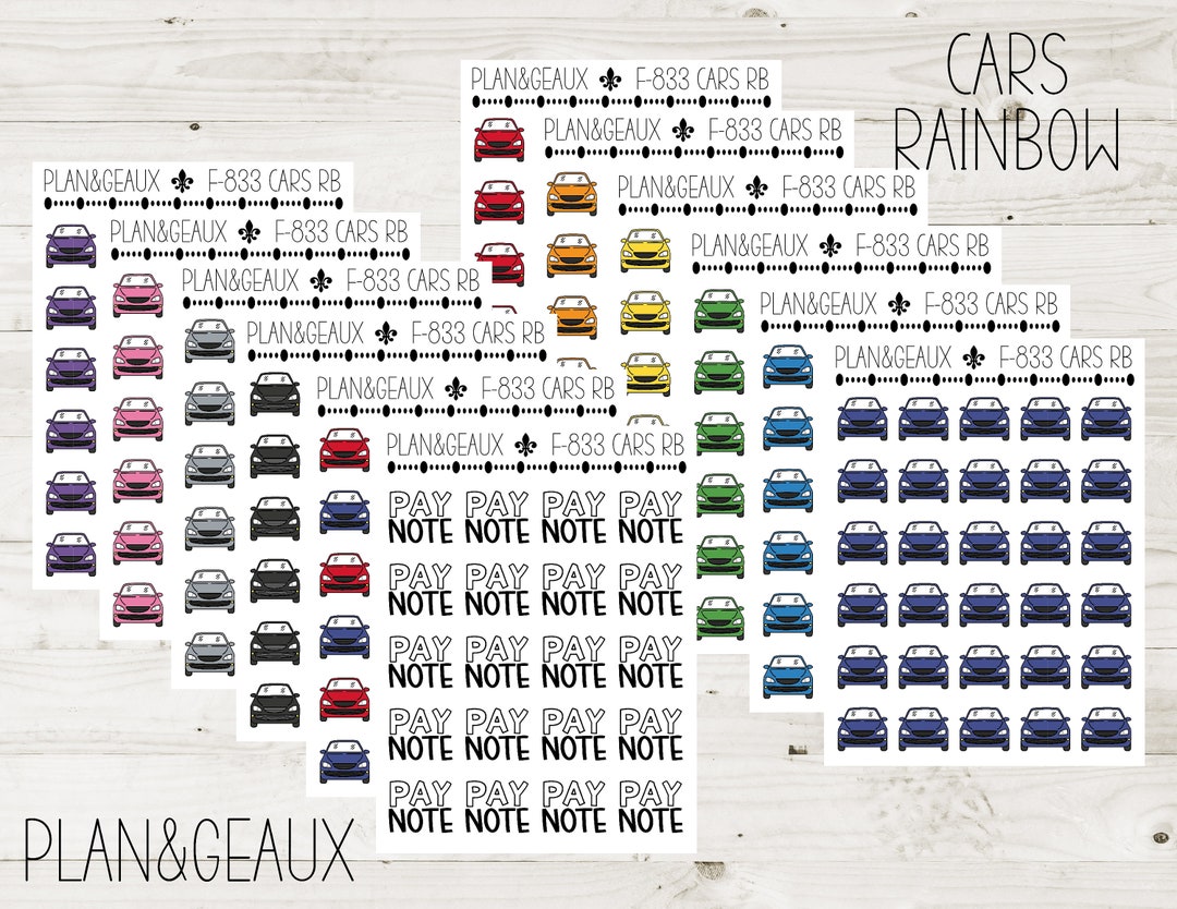Car Stickers, Car Care Stickers, Car Payment Sticker, Rainbow Colors ...