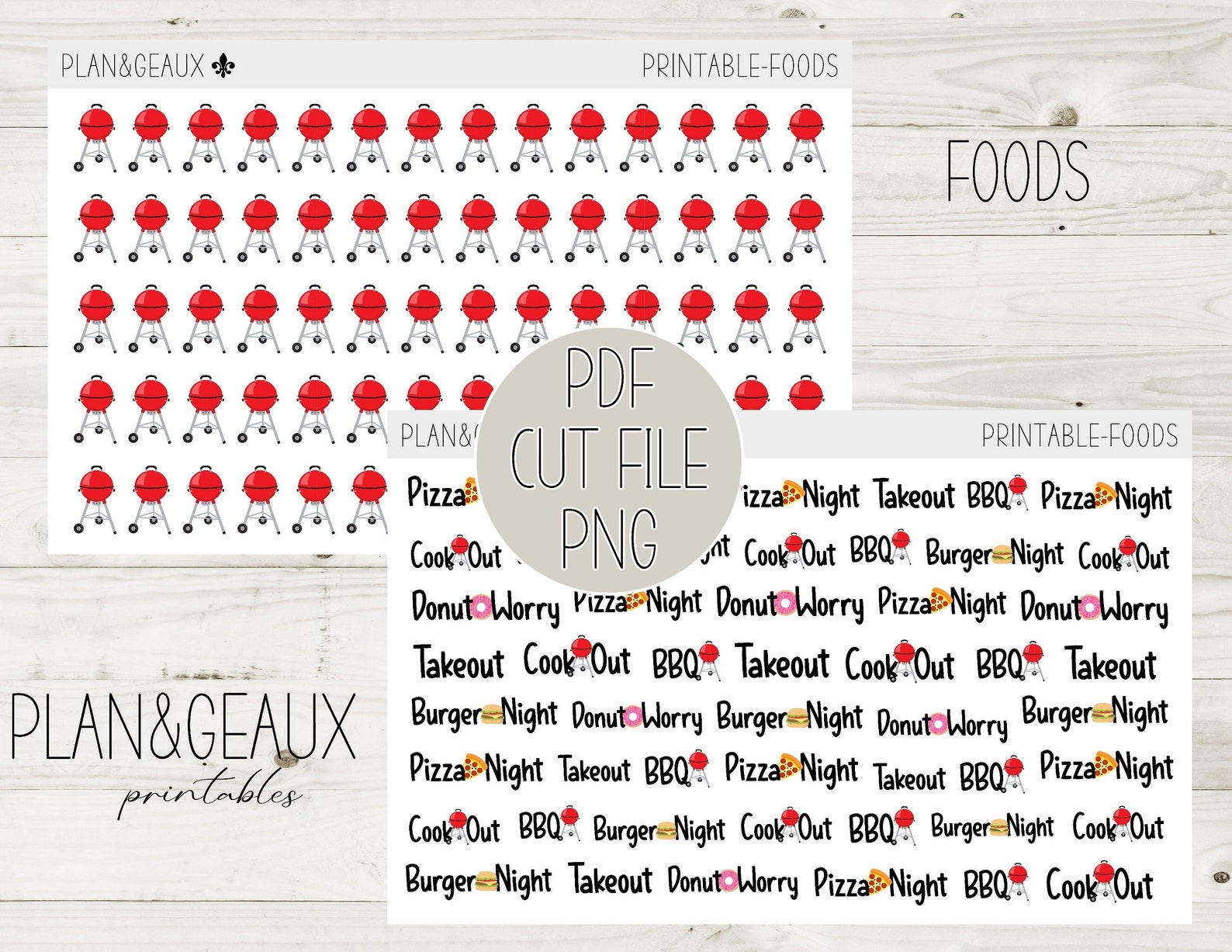 PRINTABLE Planner Stickers Food Planner Stickers Pizza - Etsy