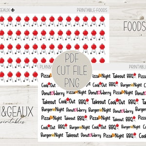 PRINTABLE Planner Stickers Food Planner Stickers Pizza - Etsy