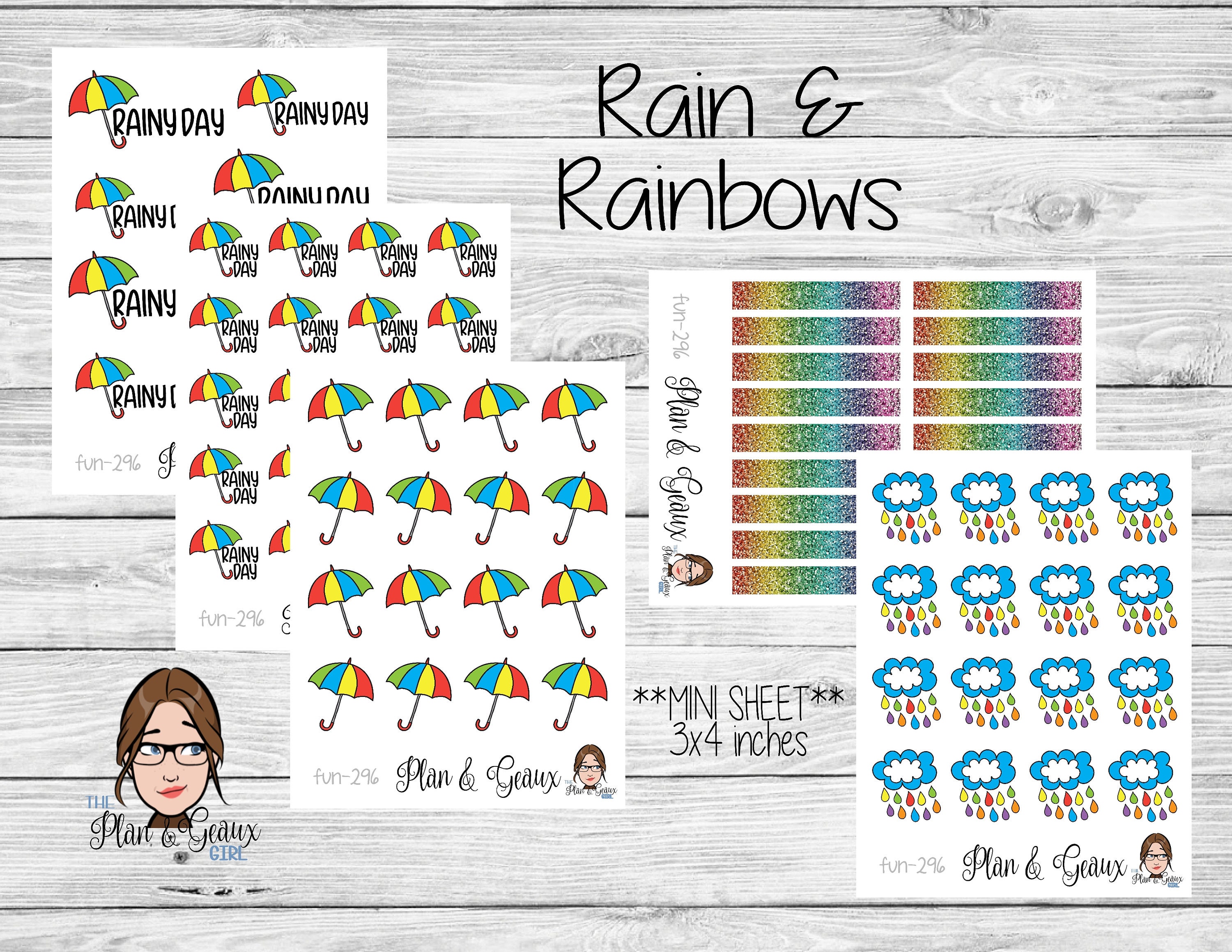 Rainy Day Planner Stickers Rainbow Umbrella Planner Stickers | Etsy