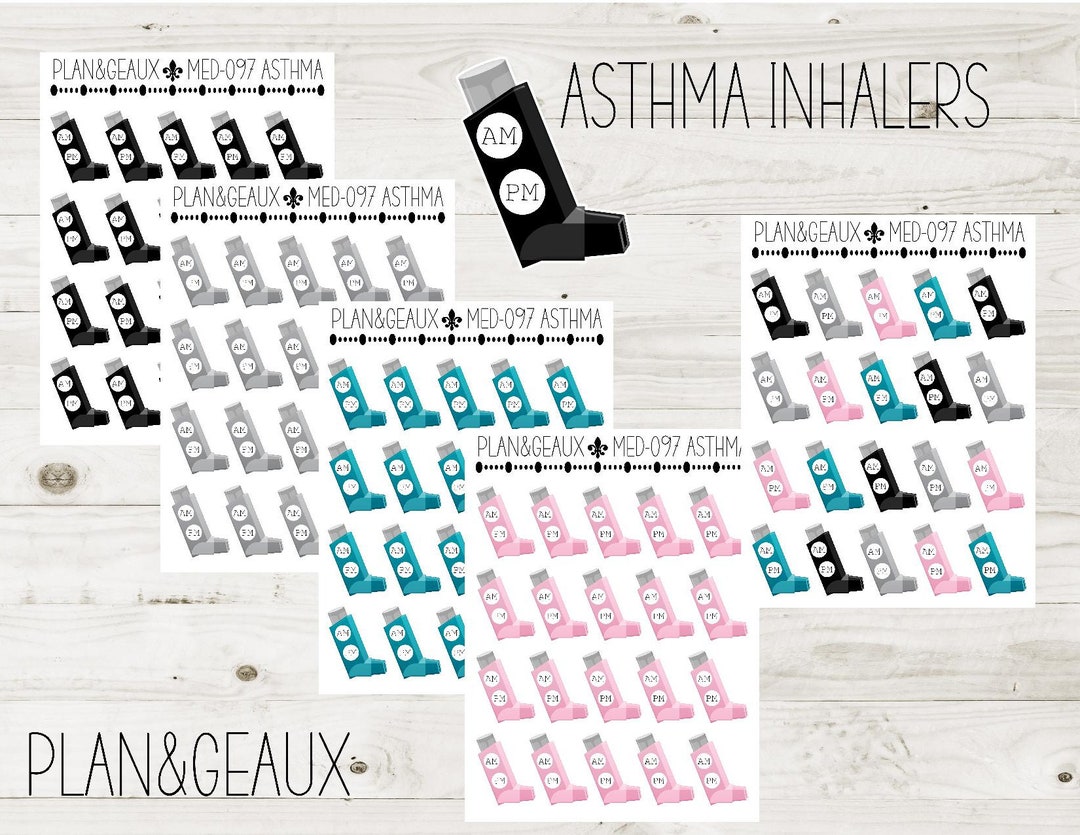 Asthma Inhaler Planner Stickers, Asthma Stickers, Tracker Planner ...
