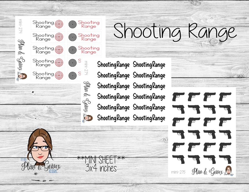 Shooting Range Planner Stickers Handgun Sticker Pistol | Etsy
