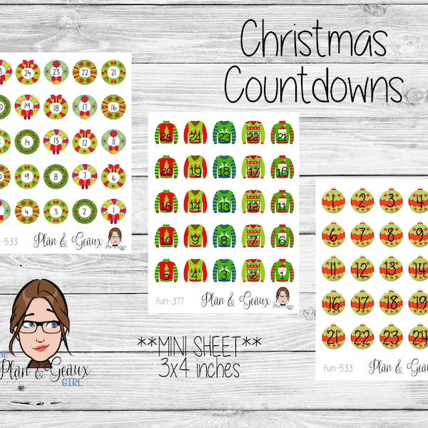 Christmas Countdown Stickers - Etsy