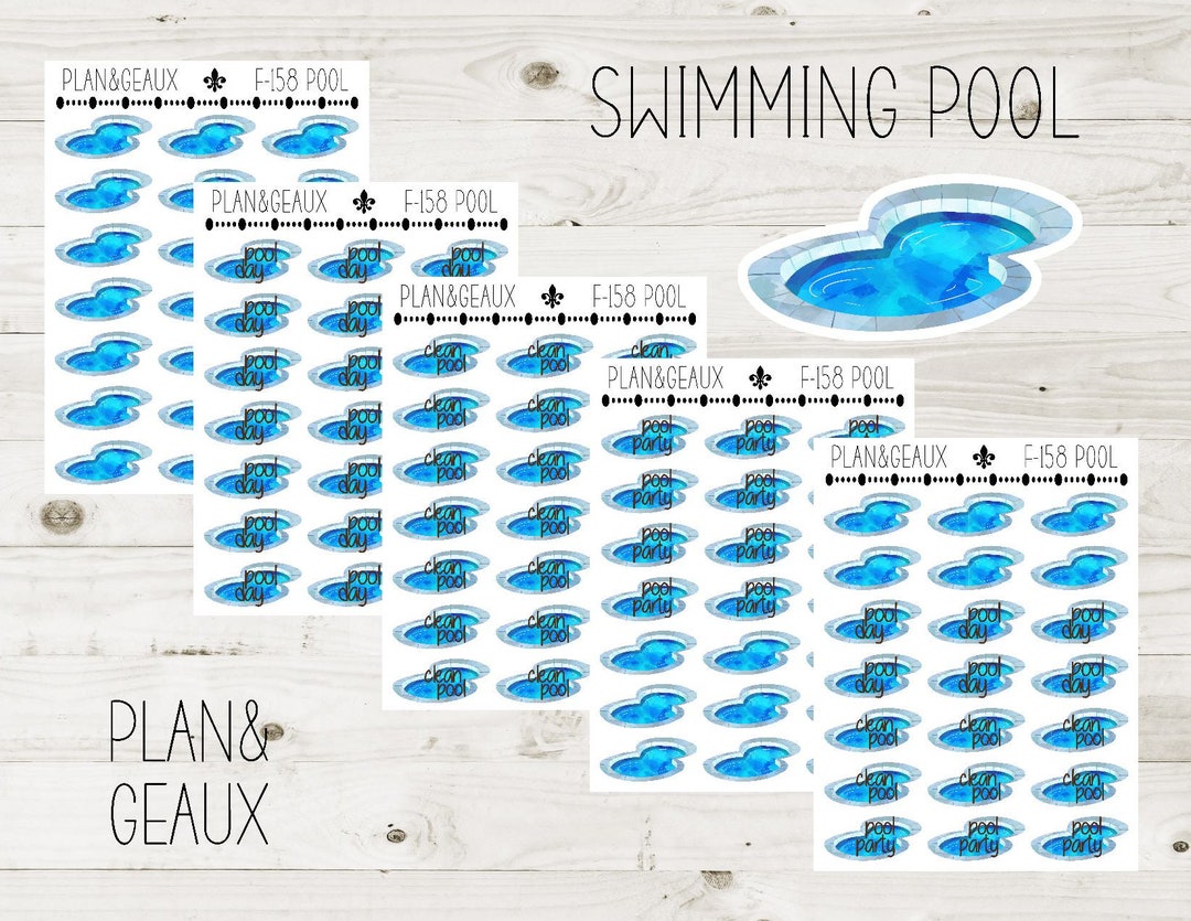 Pool Day Planner Stickers, Pool Party Stickers, Clean Pool, Swimming ...