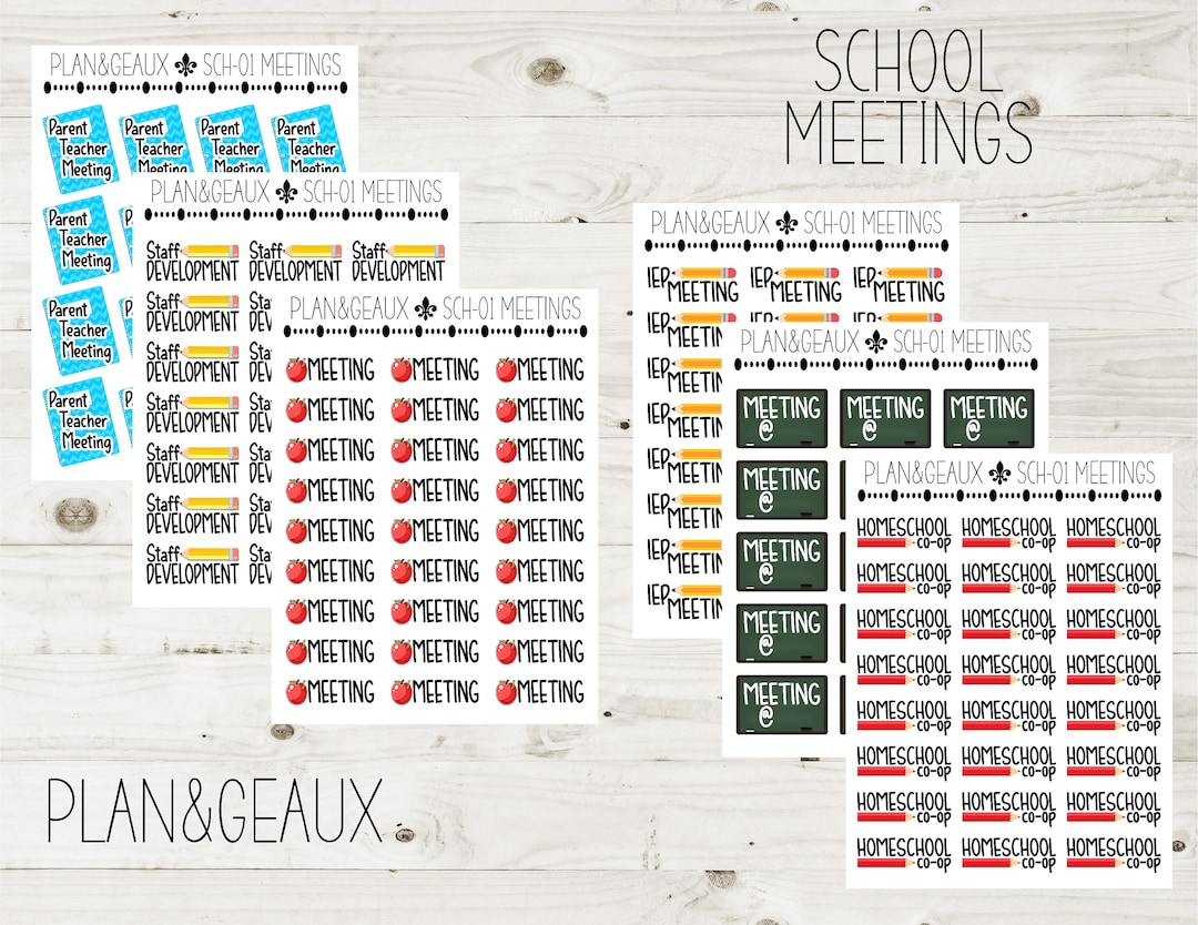 School Meetings, Staff Development Stickers, Homeschool Co-op, IEP ...