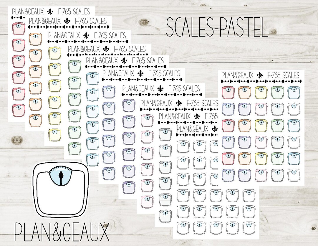 Scales Planner Stickers, Pastel Weight Scales Stickers, Weight Loss ...