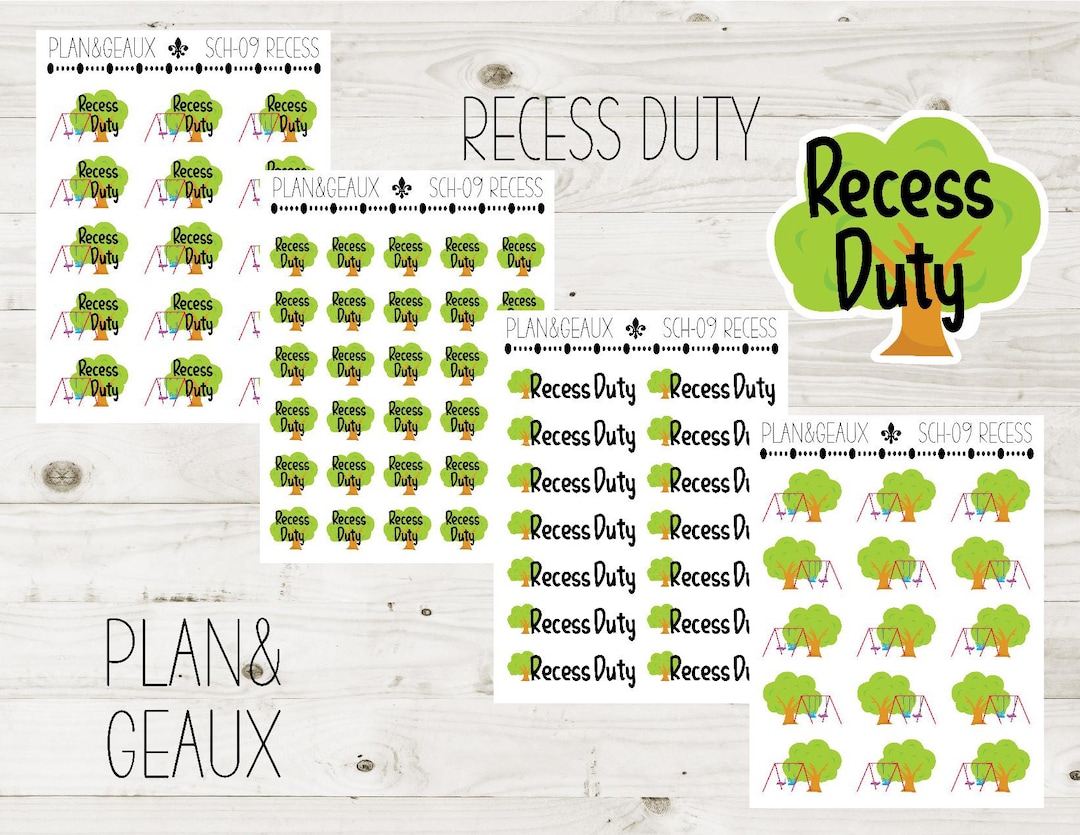Recess Duty Planner Stickers Teacher Planner School Planner - Etsy