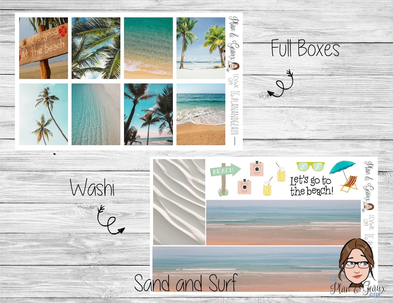 Beach Weekly Kit Planner Stickers Sand and Surf Weekly | Etsy