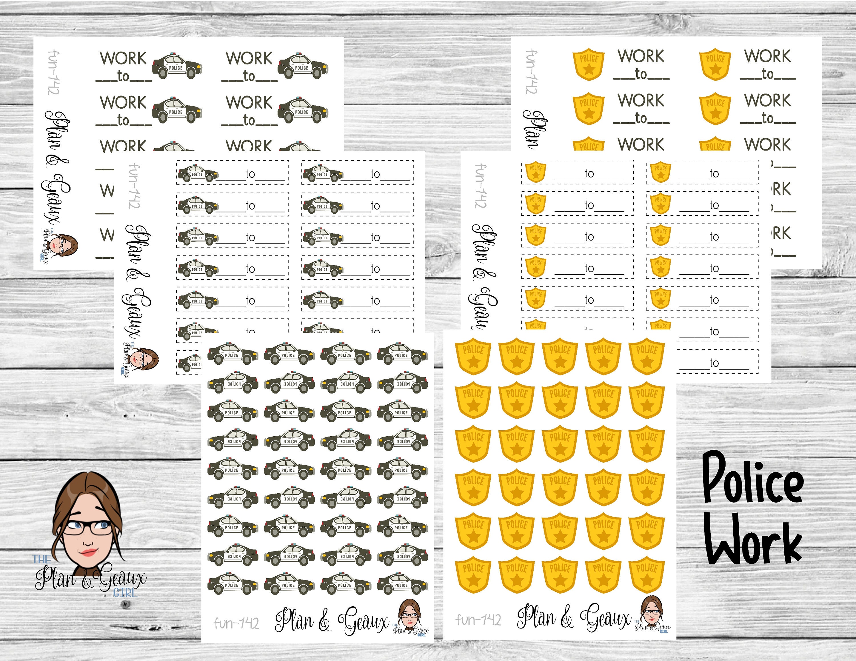 Police Work Schedule Planner Stickers Police Work Stickers | Etsy